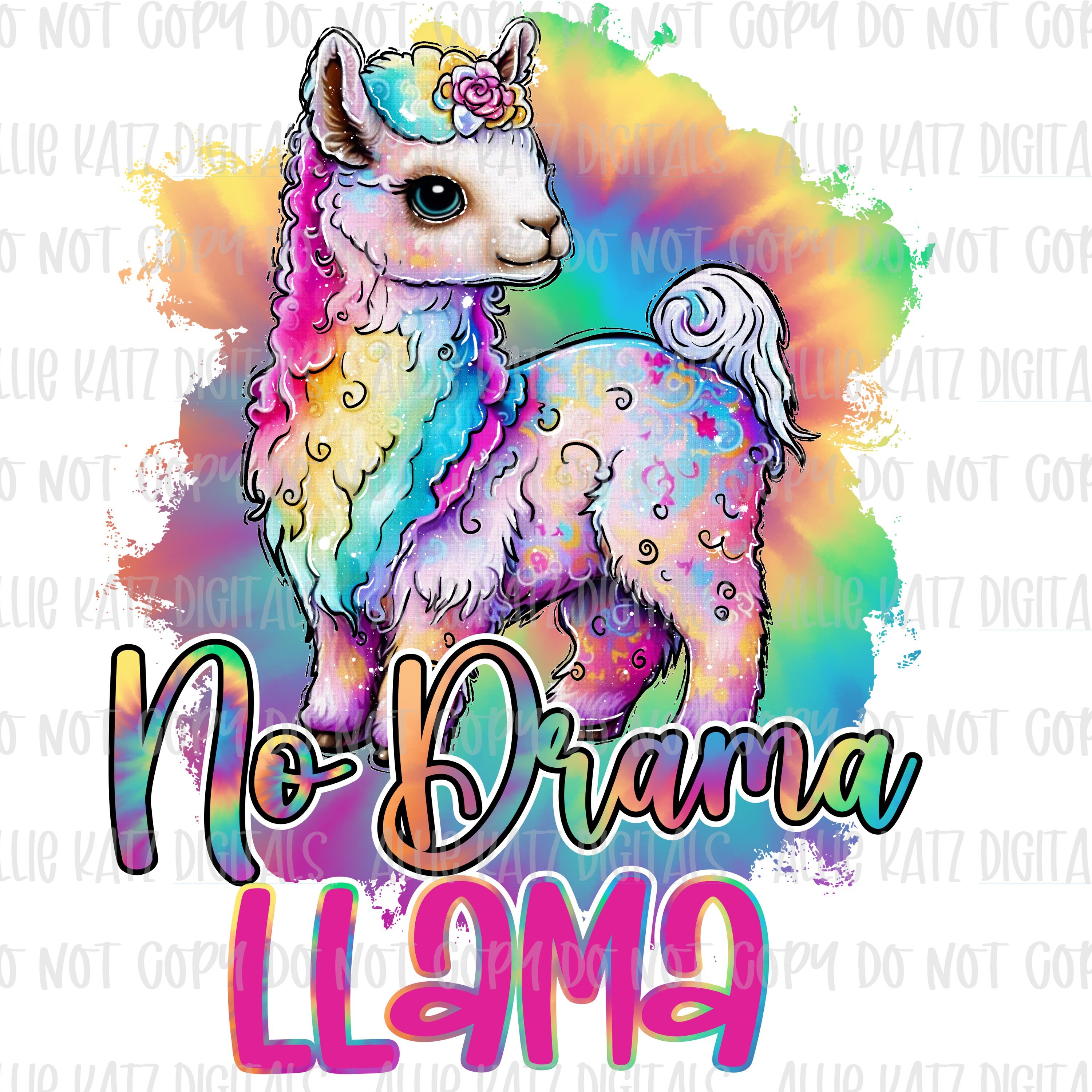 No Drama Llama Rainbow PNG File/ Digital Download Only/ Llama Design ...