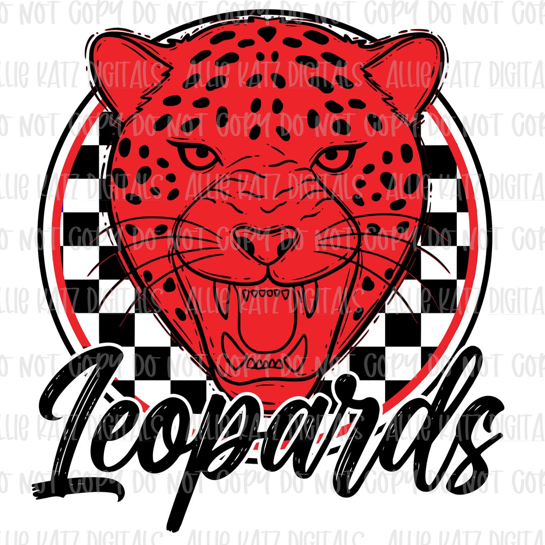 Leopards Red and Black Checkered School Mascot PNG File/ Digital ...