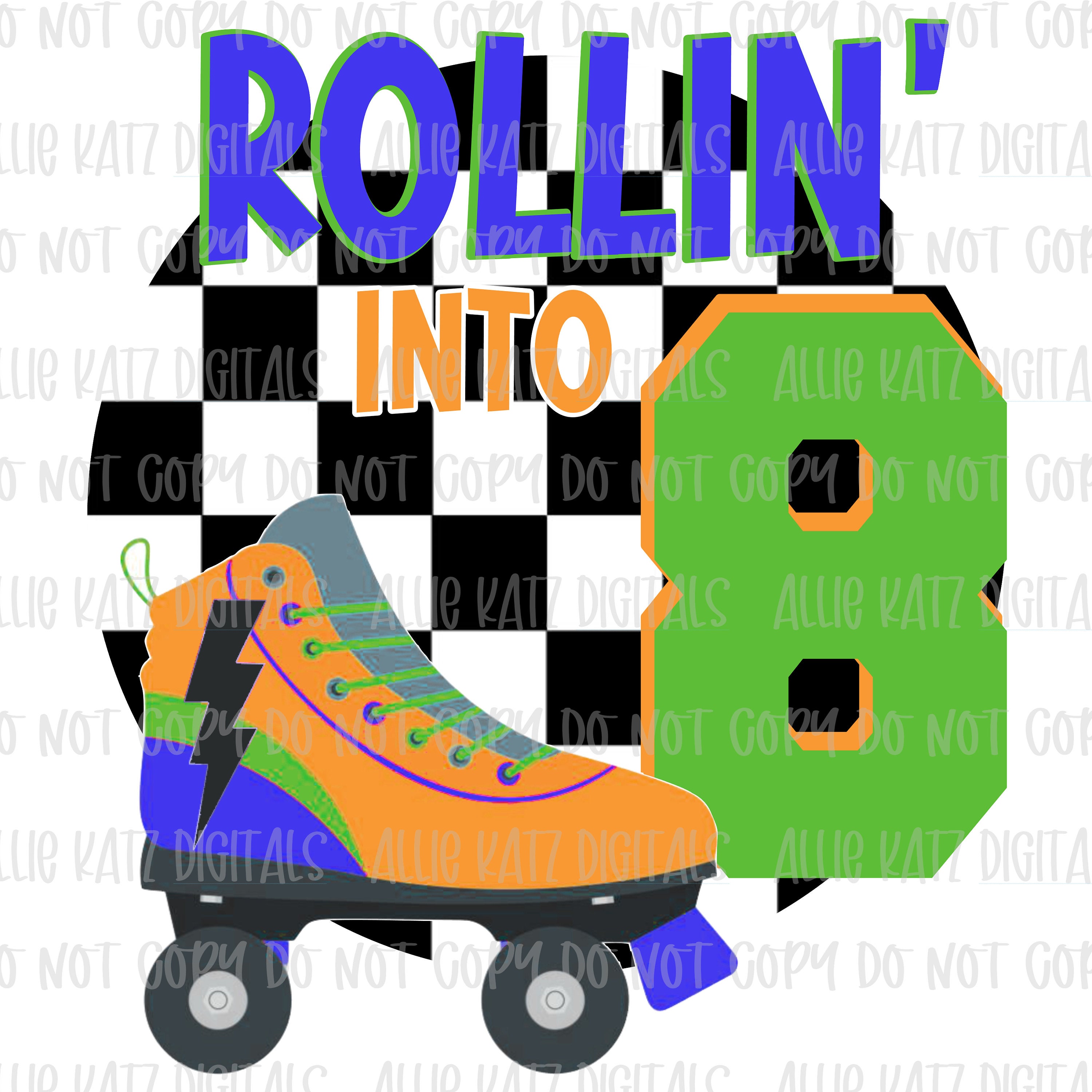 Rollin Into Eight 8 Skating Boy Version PNG File/ Digital Download Only ...