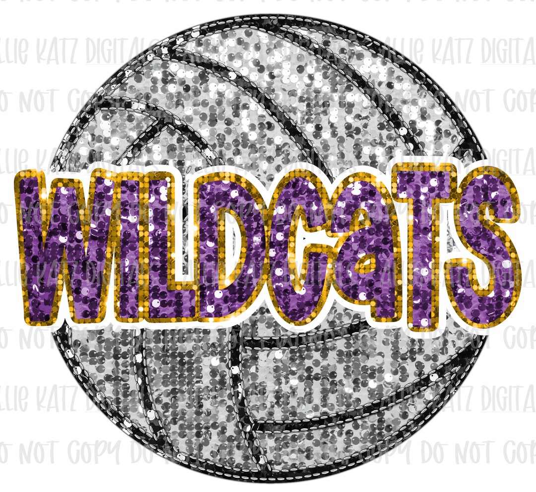 Wildcats Sequin Volleyball Purple Gold With School Mascot PNG File ...
