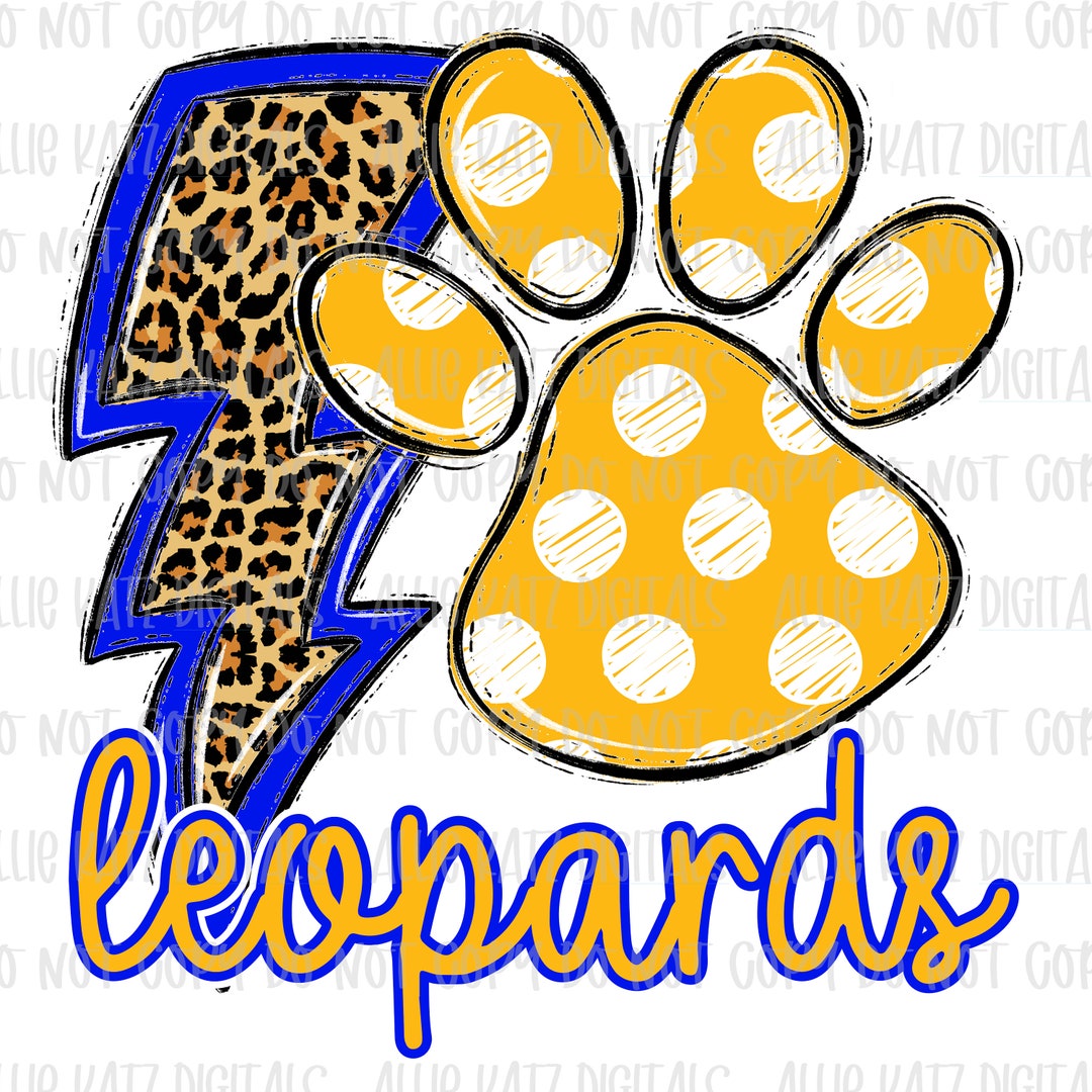 Leopards Royal Yellow Lightning Paw Print School Mascot PNG File ...