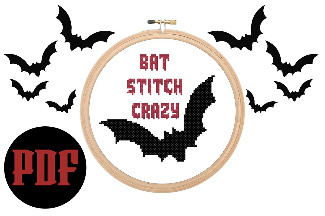 Bat Stitch Crazy ~ Goth Alt ~ Cross Stitch Pattern ~ PDF Digital ...
