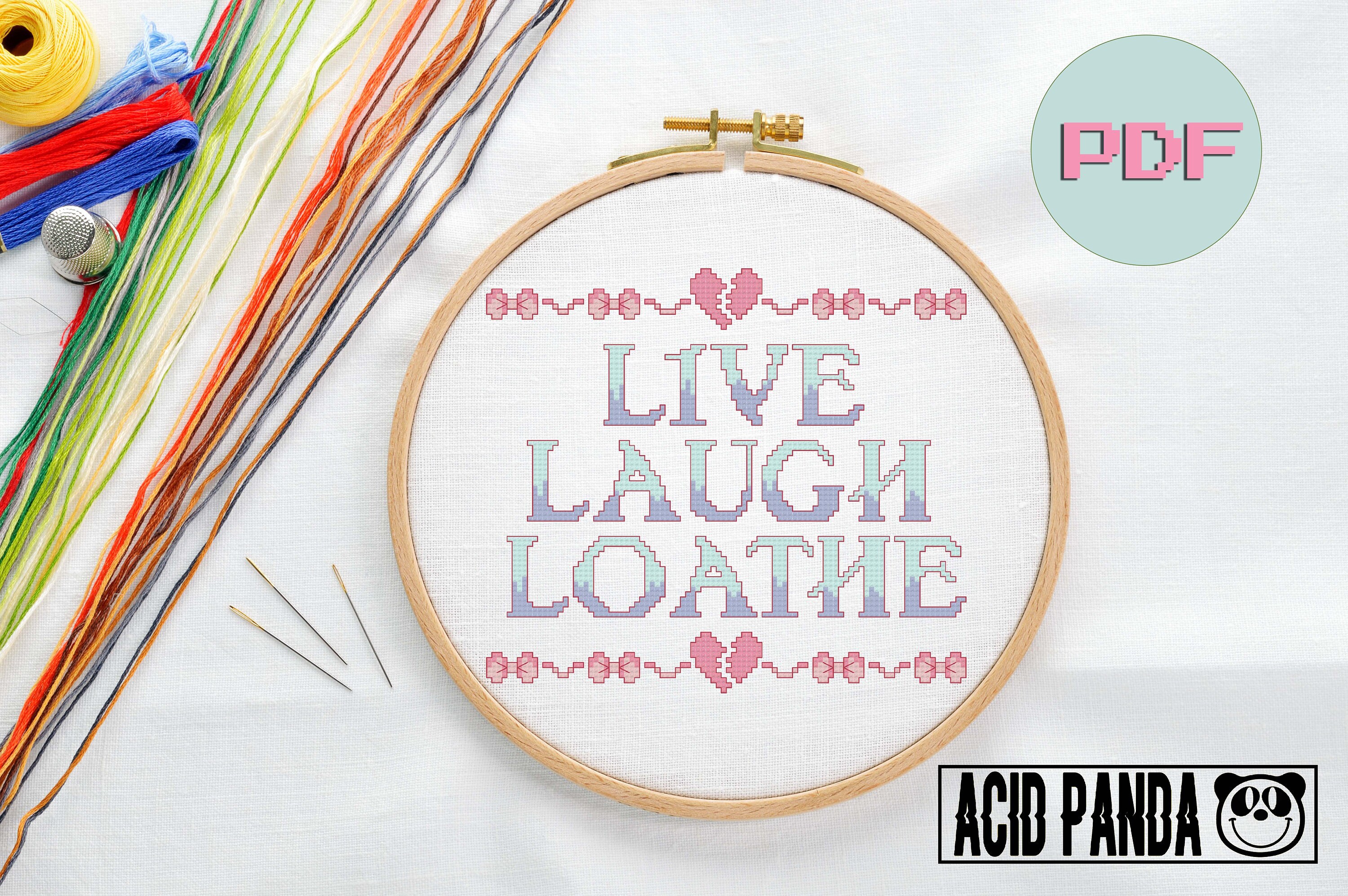 Live Laugh Loathe ~ Pastel Goth ~ Cross Stitch Pattern ~ PDF Digital ...