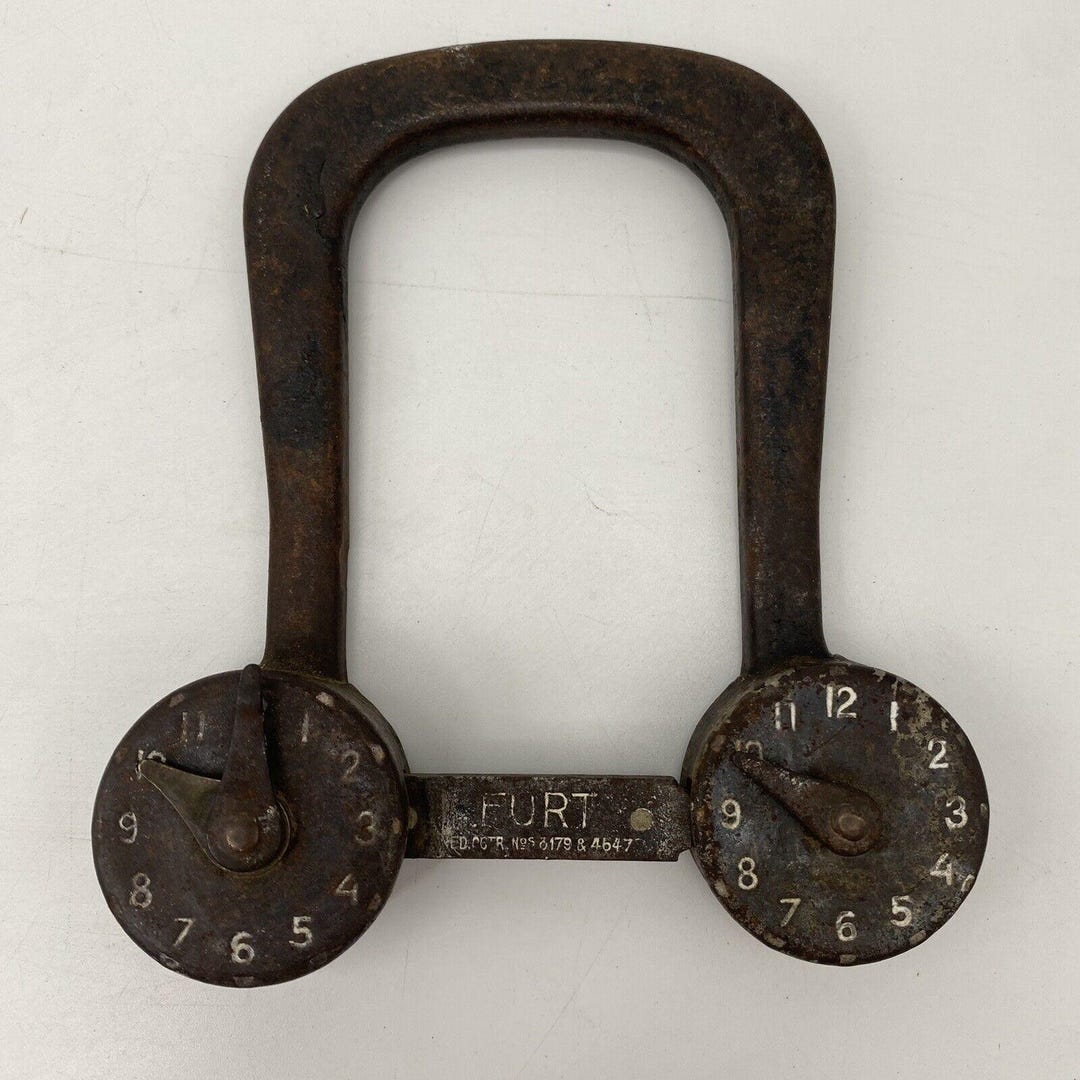 RARE Antique Padlock Double Clock Face Combination FURT - Etsy