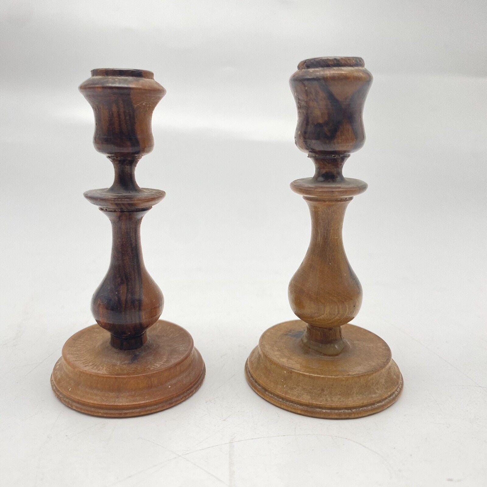 Judaica - MINIATURE Shabbat Candlesticks - Olive Wood - 3", From Israel ...