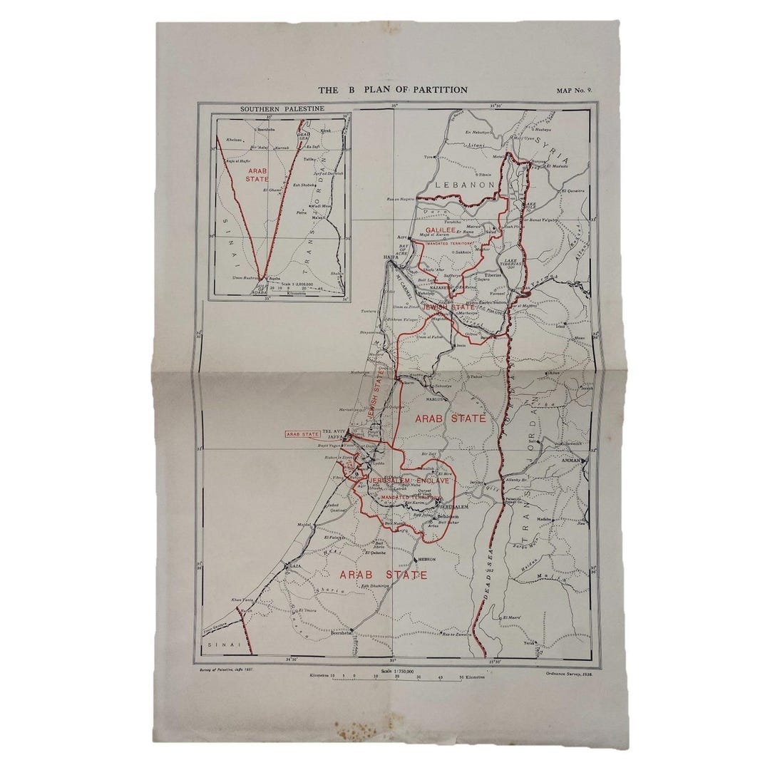 Woodhead Commission Report – Map No. 9A: Partition Plan B, Jewish Land ...