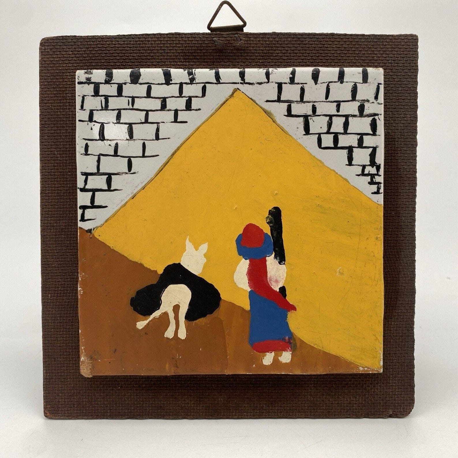 Pyramids of Egypt - Beautiful Painted Tile Frame, Vintage Jewish Folk ...