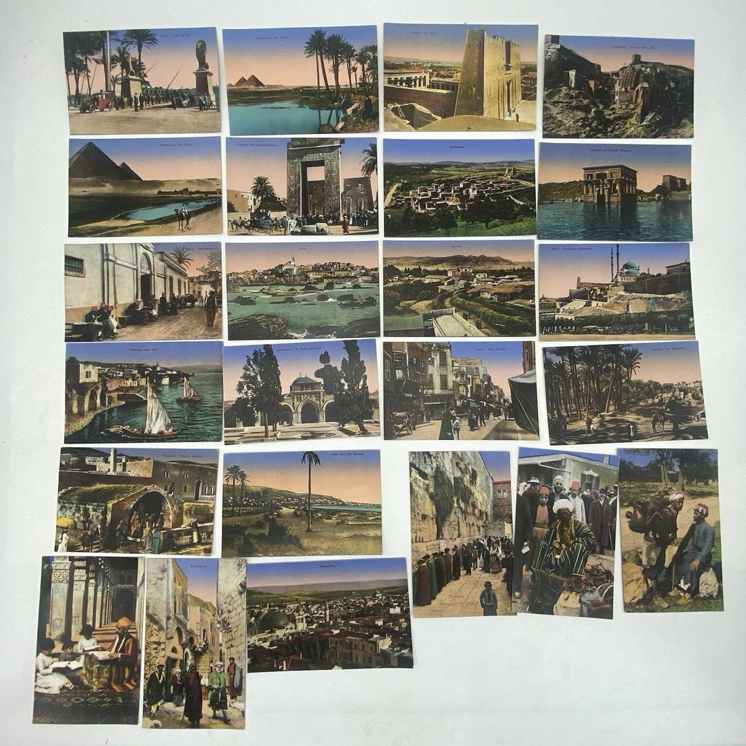 Middle East 23 Gorgeous Vintage Photochrome Postcards Jerusalem Egypt ...