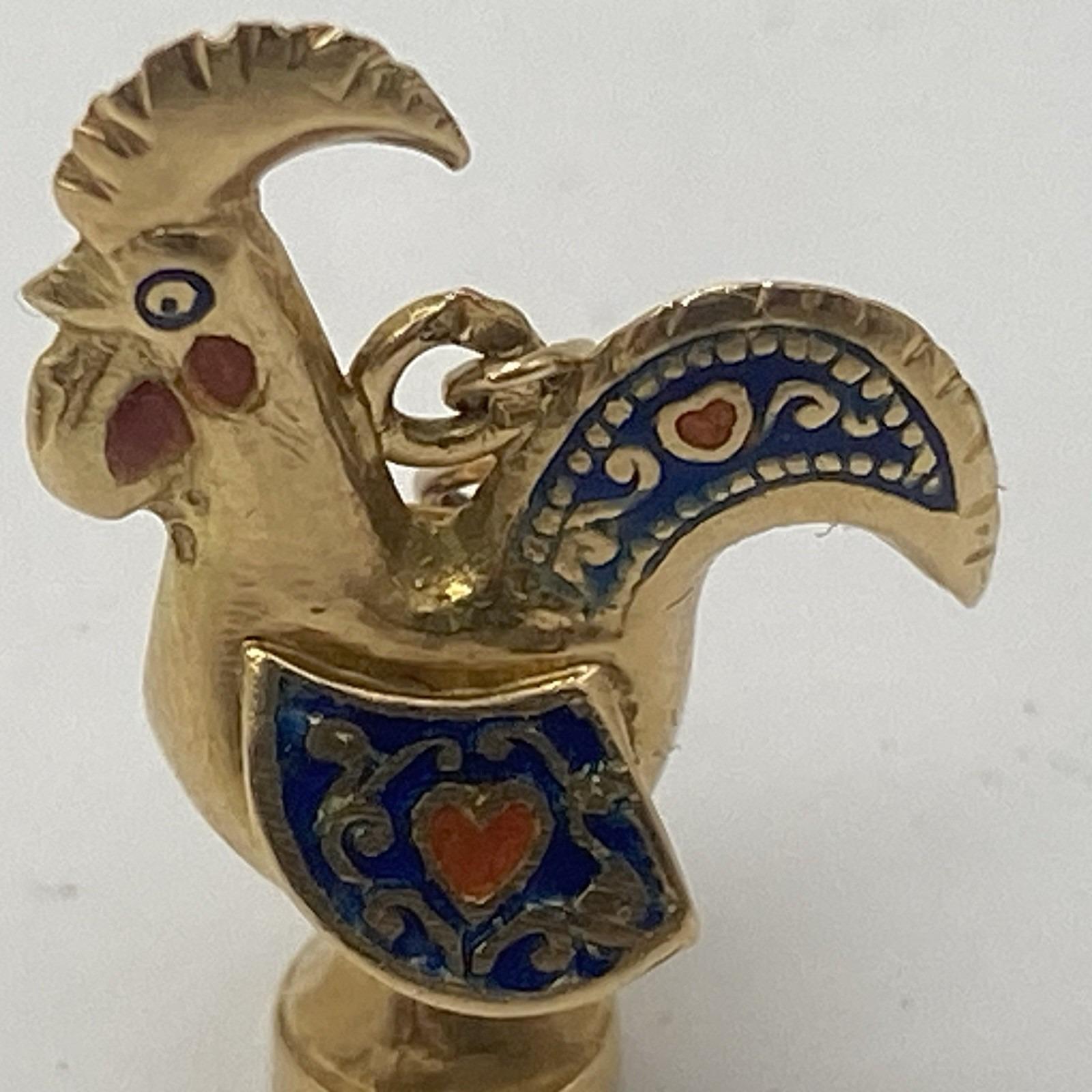 Vintage Gold Rooster Pendant/ Charm. Courage & Vigilance Symbol. Solid ...