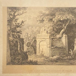 Judaica: Antique 1841 Steel Engraving the Old Jewish Cemetery of Prague ...