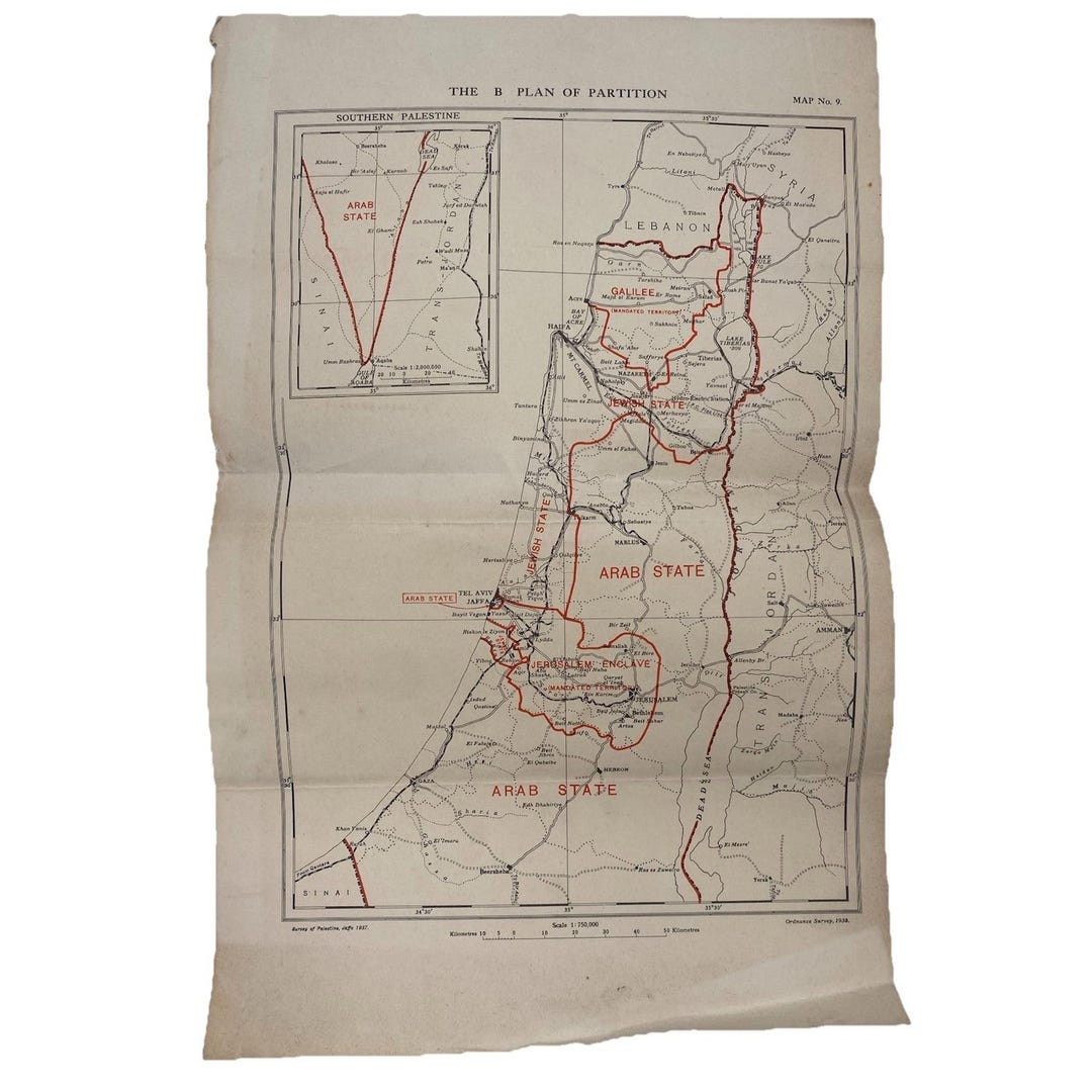 Woodhead Commission Report – Map No. 9A: Partition Plan B, Jewish Land ...
