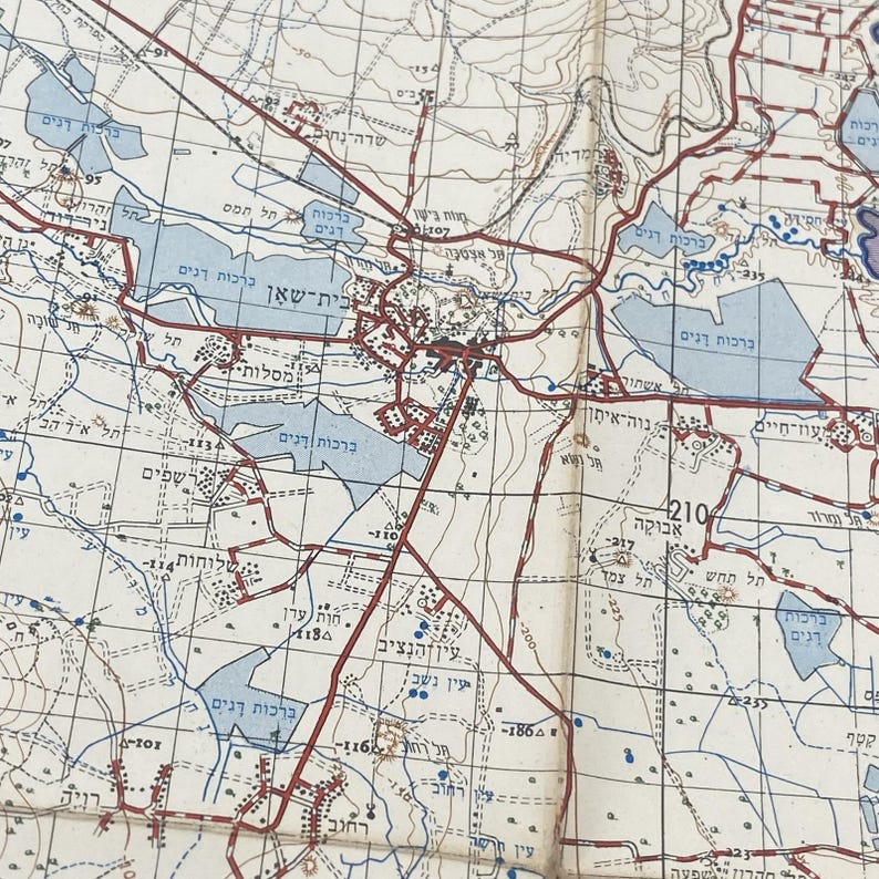 Vintage BEIT SHE'AN Valley Area Map – Israel 1968, 22.5 X 21 ...