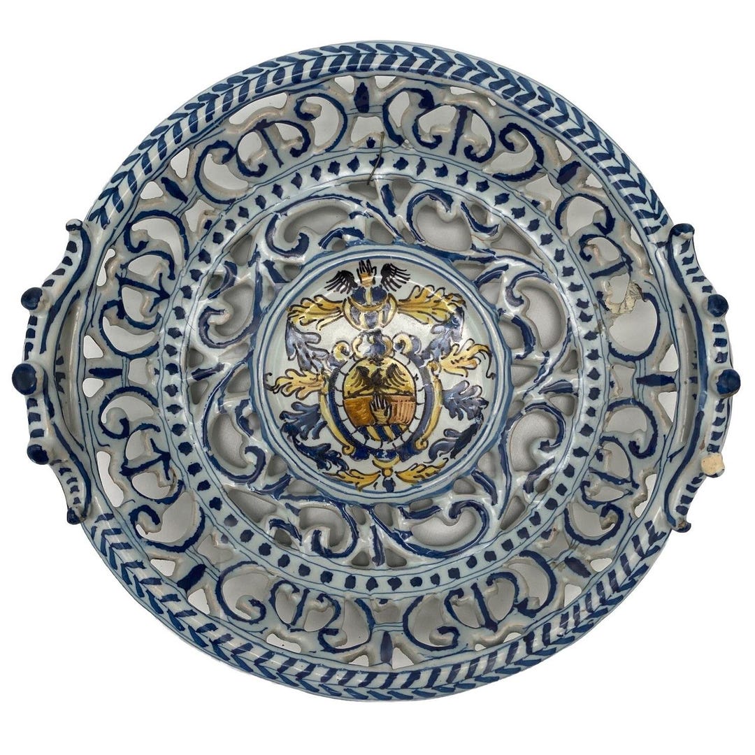 17th Century Faenza Italy Antique Ceramic Basket of Swedish Priest ...