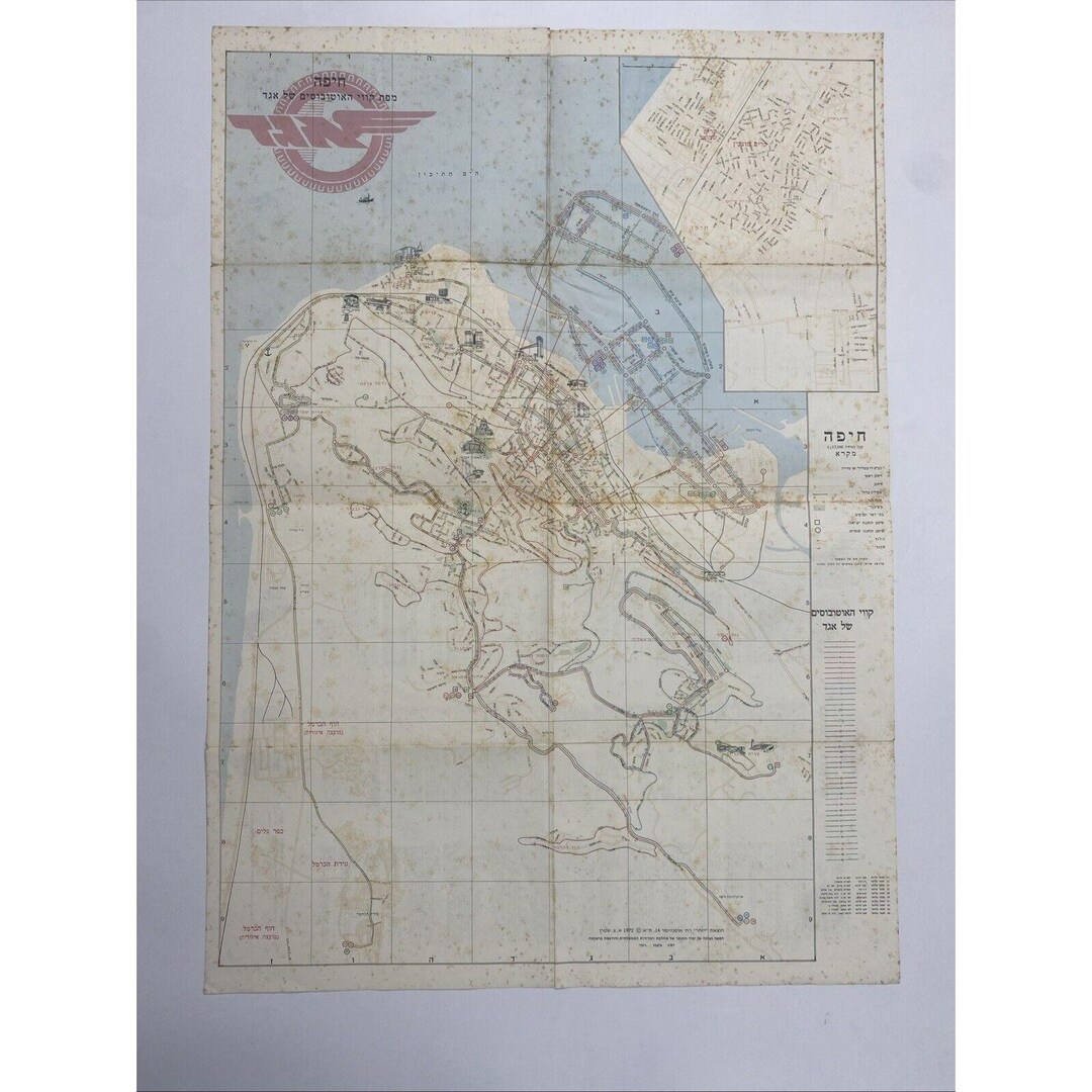 1972 Map of HAIFA Israel Egged Bus Map Vintage Map 28 X 20.5 Ephemera ...