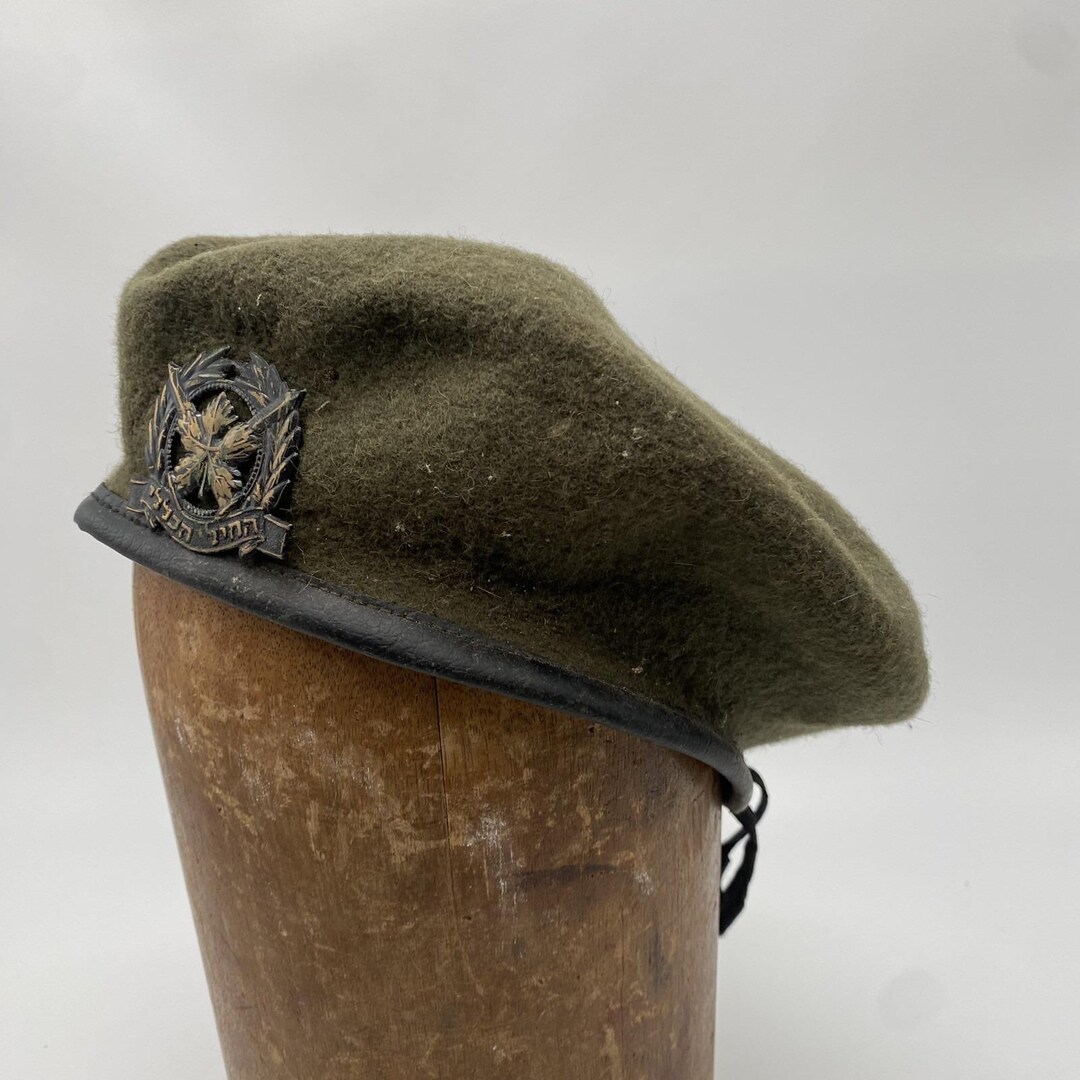Idf Beret Of General Corps Dark Green Wool Vintage W Brass Insignia
