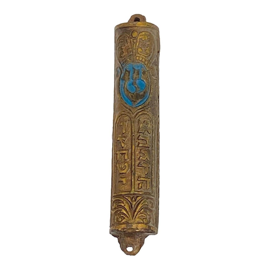 GORGEOUS TEN COMMANDMENTS Vintage Brass Mezuzah Case Israel Made Fits ...