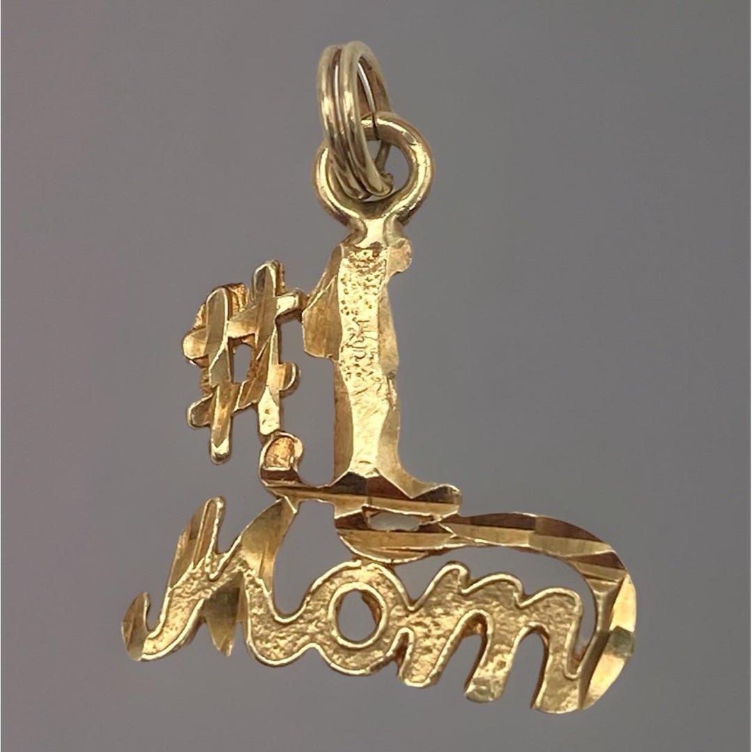 Vintage Number 1 Mom Gold Pendant – 14k Mother's Gift Charm - Etsy