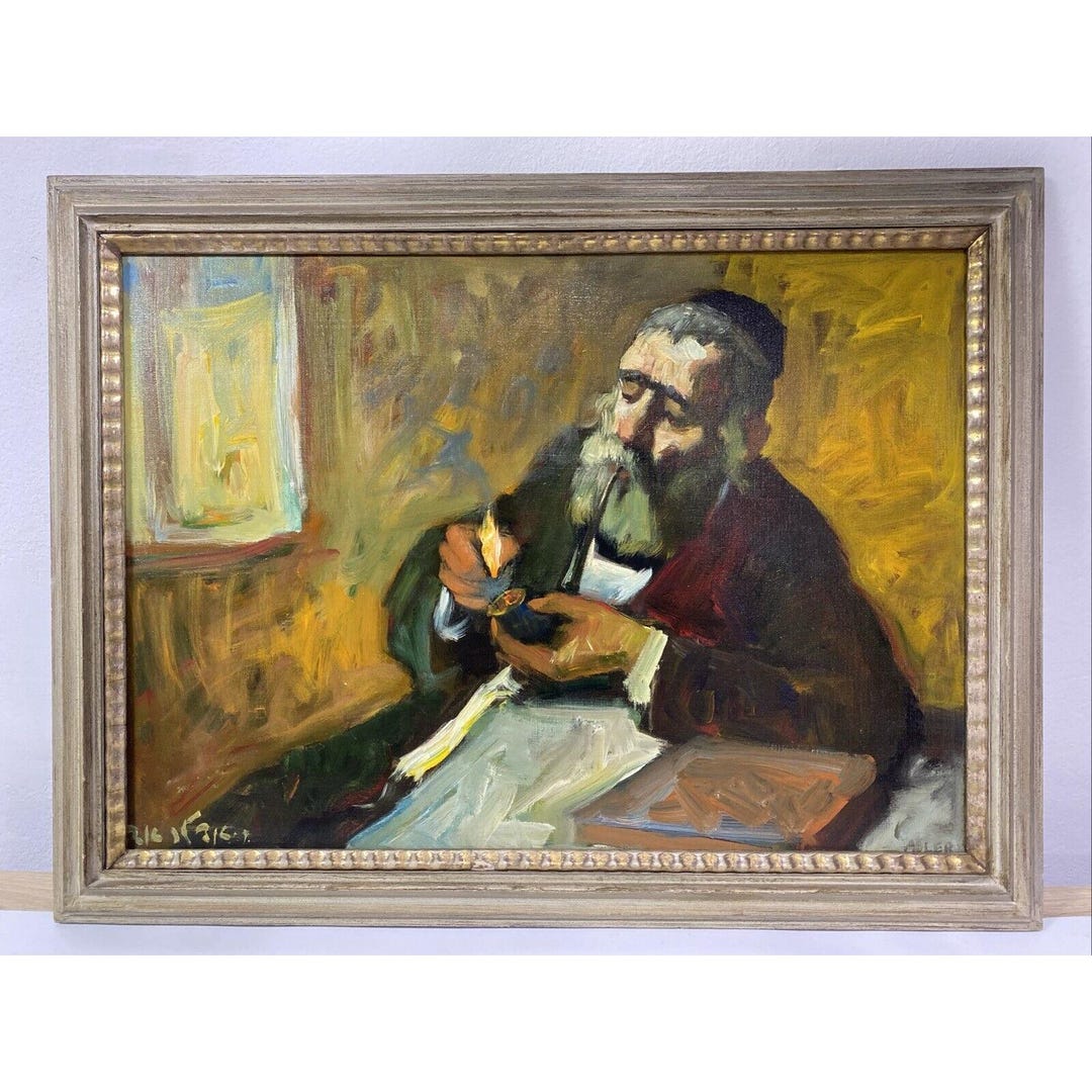 A Rabbi Smoking a Pipe, Oil on Canvas, Adolf Adler (romanian-israeli ...