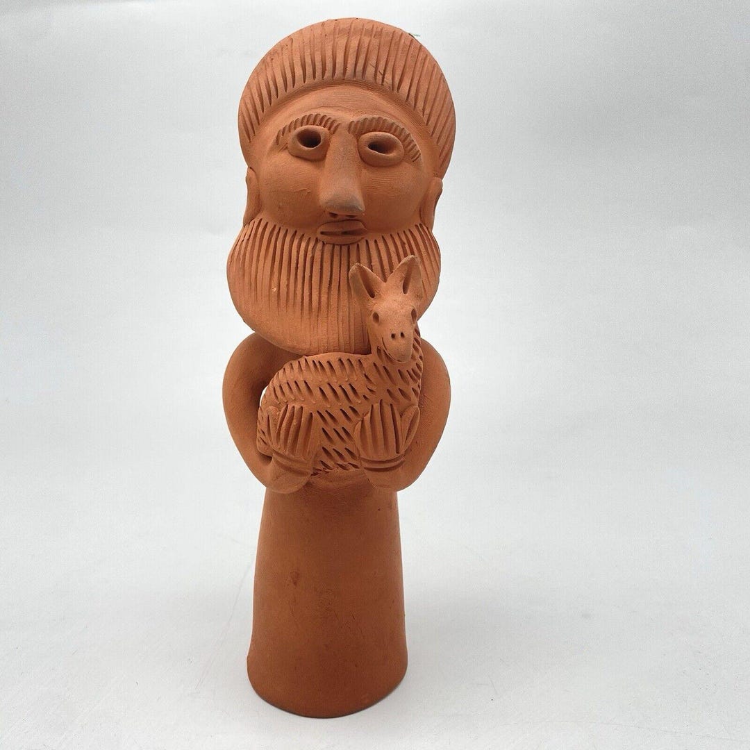 Elder and Lamb Vintage Clay Sculpture - Jewish Ethiopian, Falasha, Beta ...