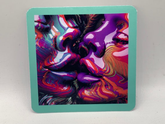 Paint Women Sticker 2 Blue Border Sticker Art Sapphic - Etsy