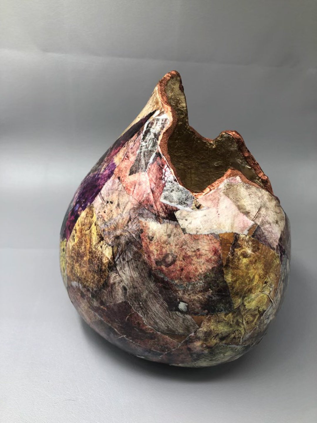 Gourd Vase - Solvent Collage Art - Chemical Glitch Gourd Art - Etsy