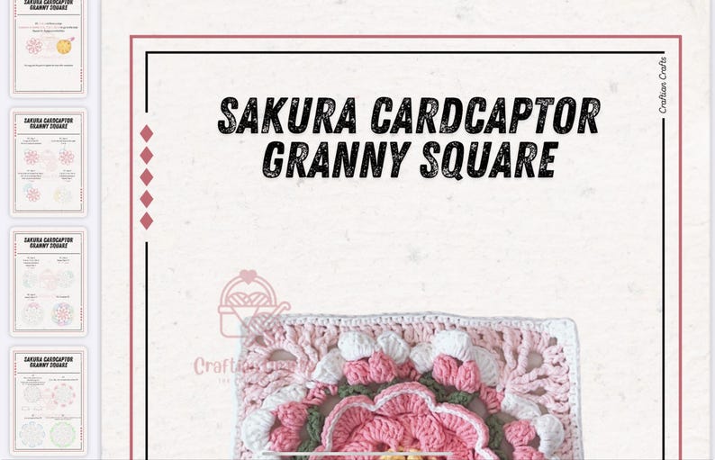 Sakura Cardcaptor Style Granny Square Crochet Pattern I Floral Square I ...