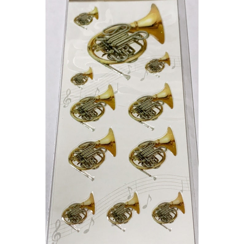 French Horn Stickers / Musical Instrument Shape Stickers With Sparkle ...