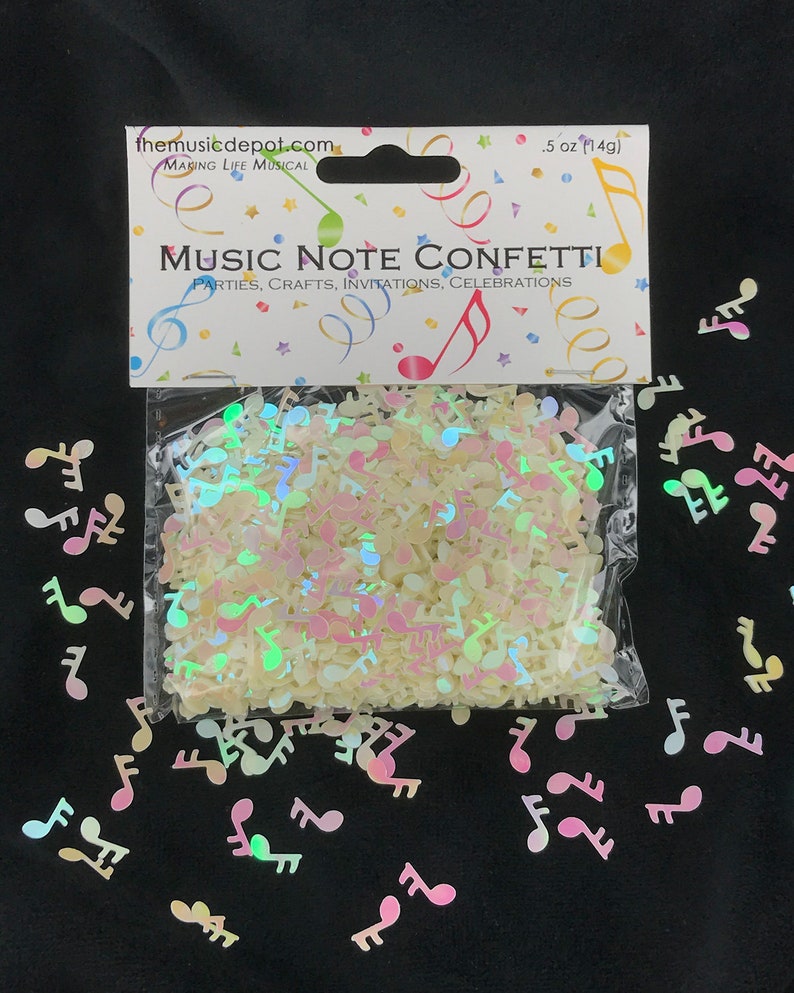 Iridescent Music Note Shape Confetti / White Base, Color Changes With ...