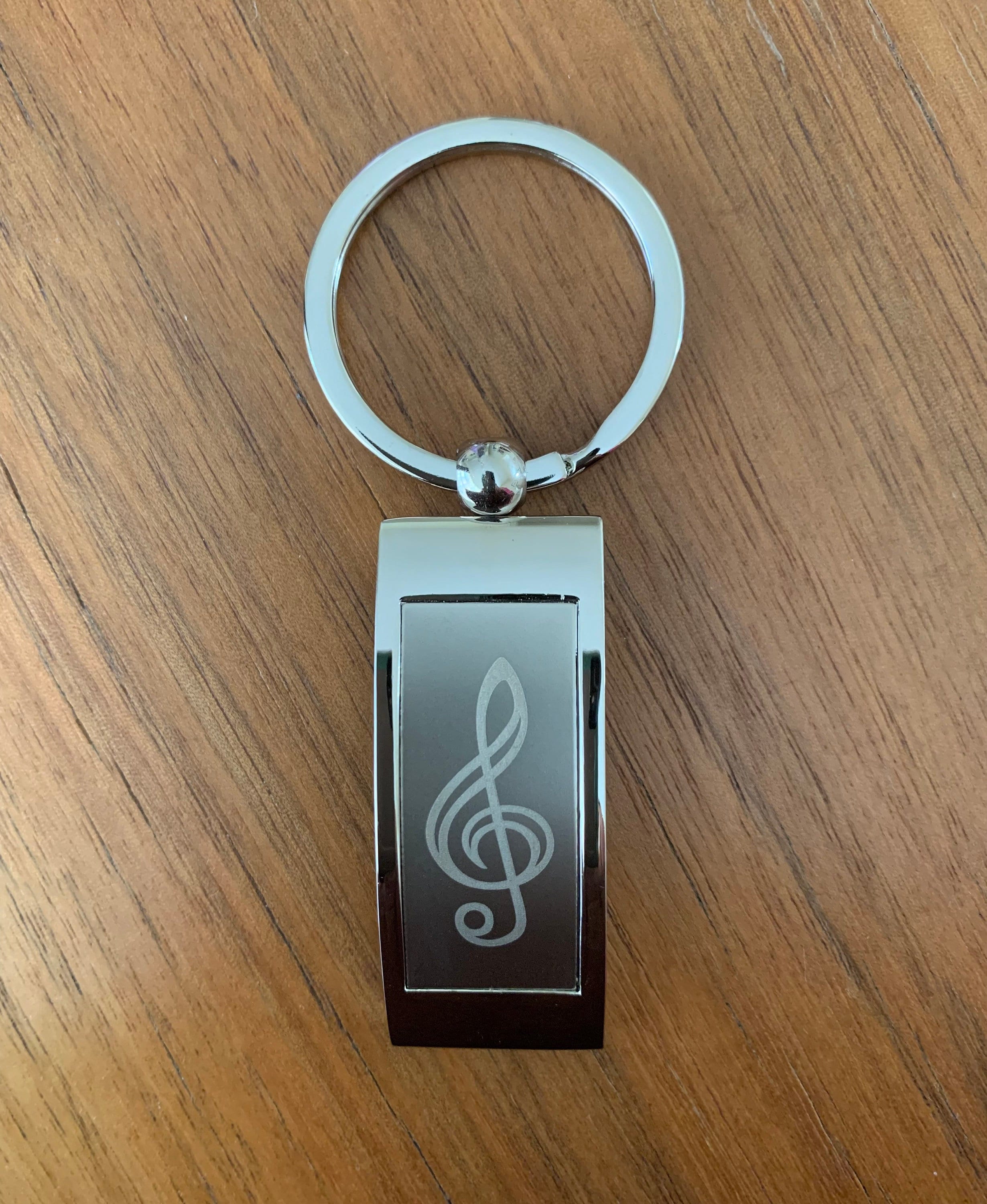 Laser Engraved Treble Clef Keychain | Music Theme Key Ring | Music Clef ...