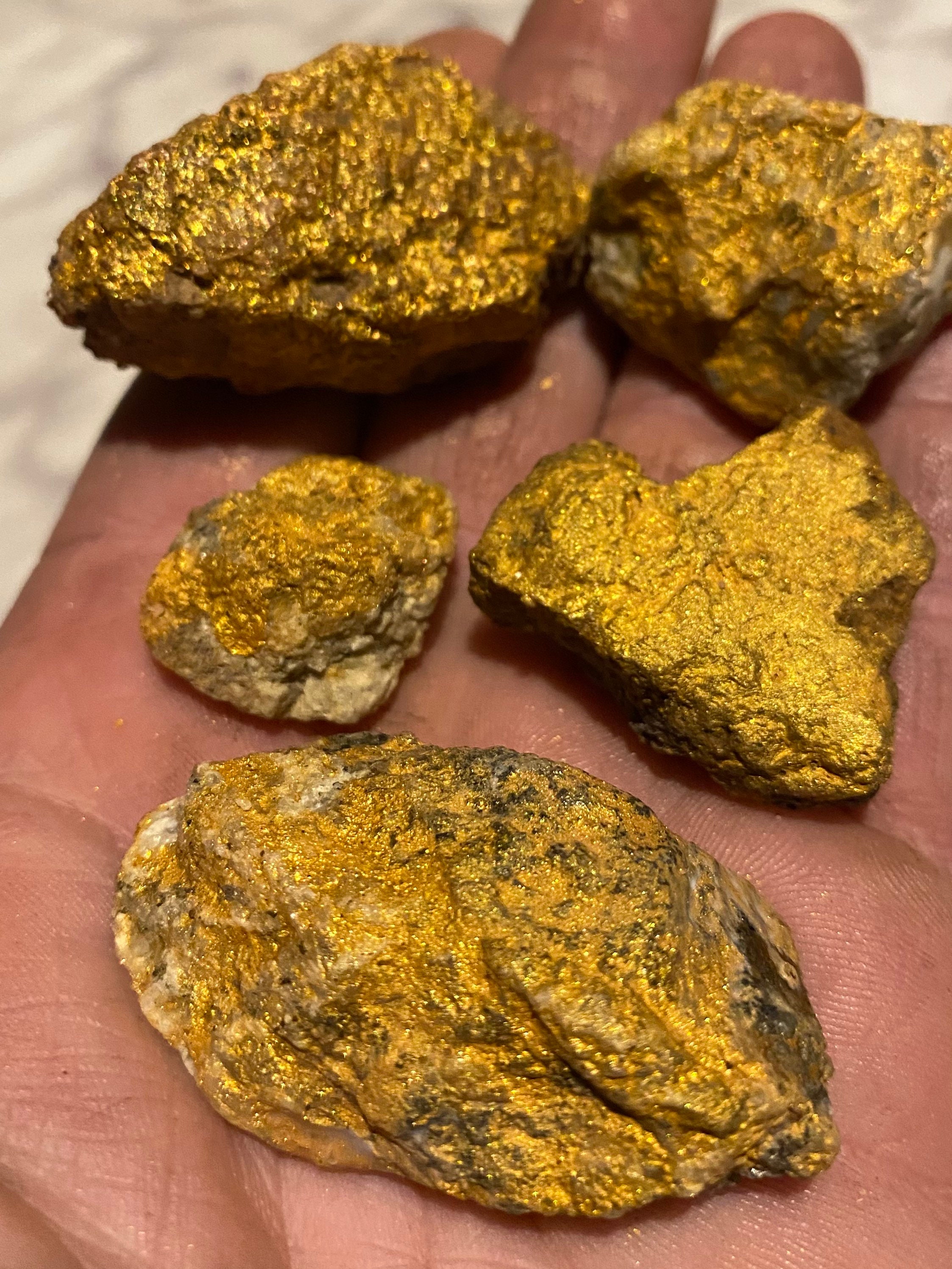 5 Gold Ore Mica Painted Rocks gem Specimens | Etsy