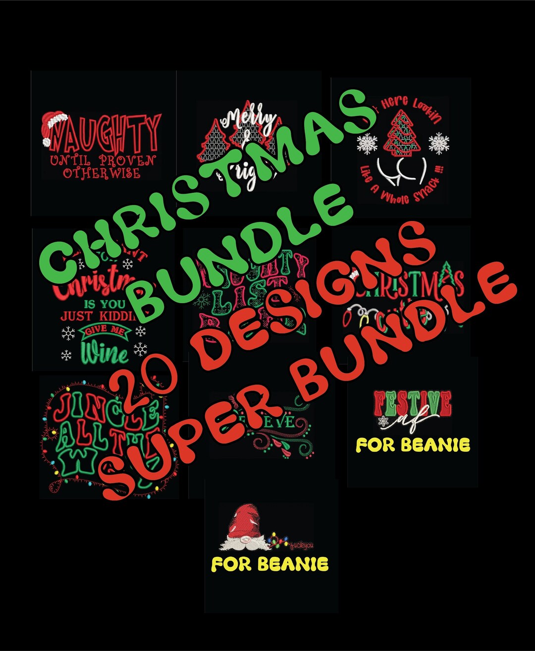 Christmas SUPER BUNDLE DIGITAL Embroidery Designs 20 Designs Pack ...