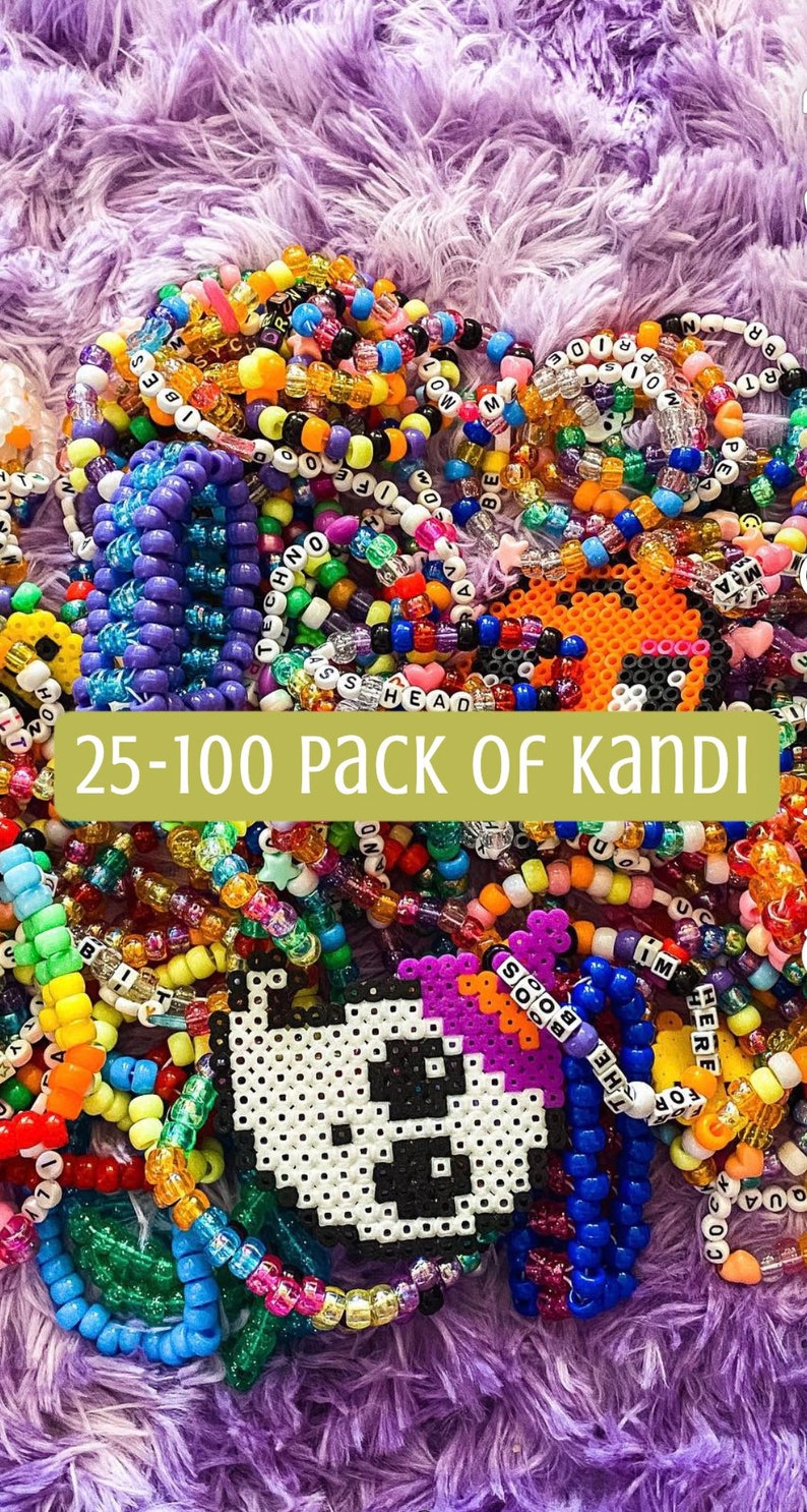 25 100 Pack Of Kandi Festival Bracelets Rave Music Festival Plur Funny Party Unisex Edm