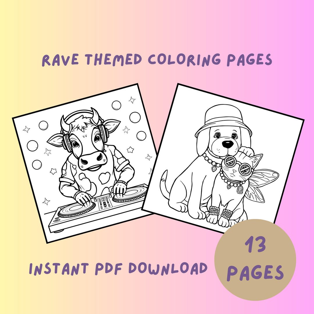 Rave Themed Coloring Page, Coloring Page for Adults, Kandi,rave ...