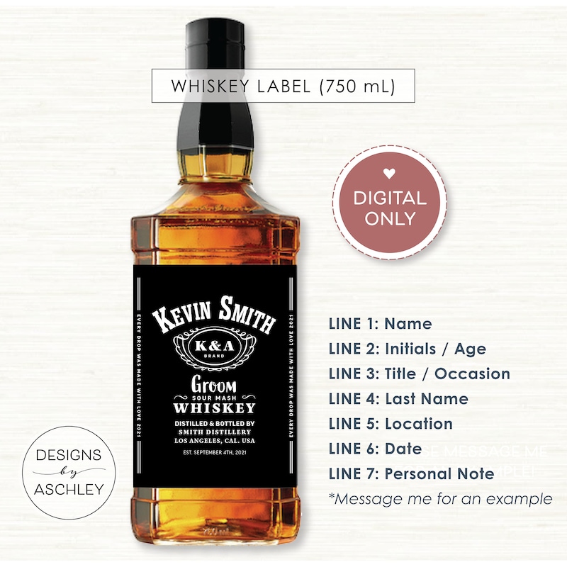 Whiskey Bottle Label - Etsy