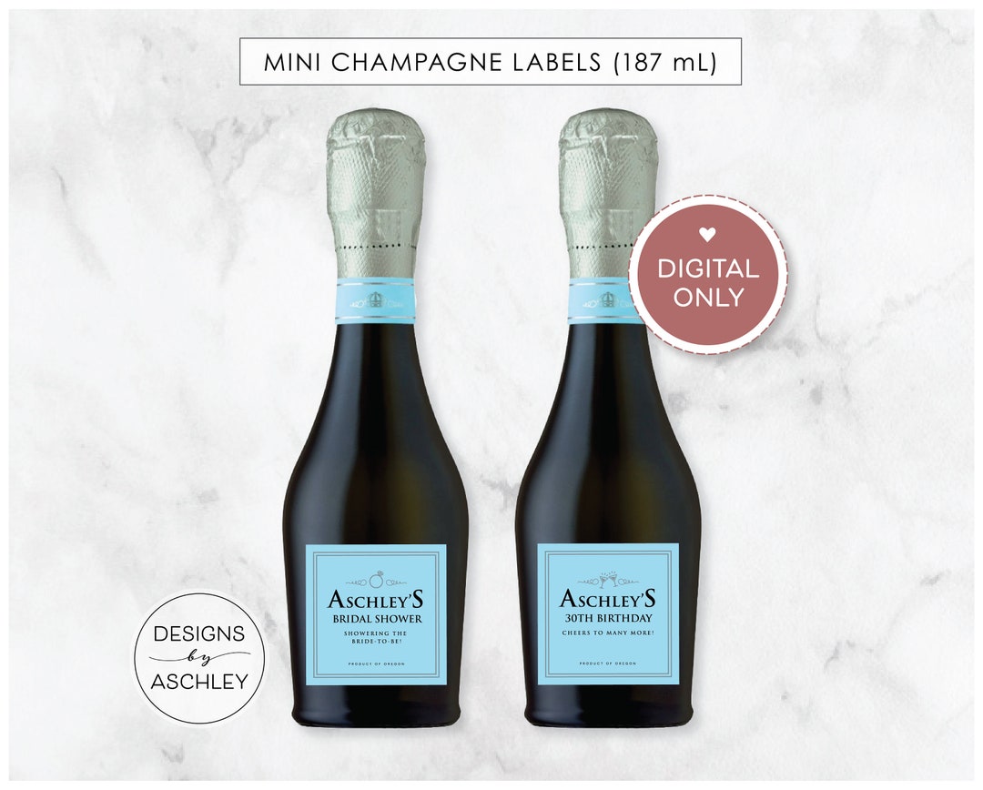 Personalized Mini Prosecco Bottle Party Favors, Custom 187 Ml Sparkling ...