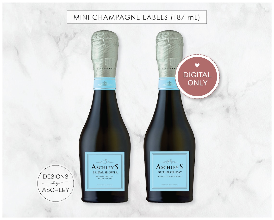 Personalized Mini Prosecco Bottle Party Favors, Custom 187 Ml Sparkling ...