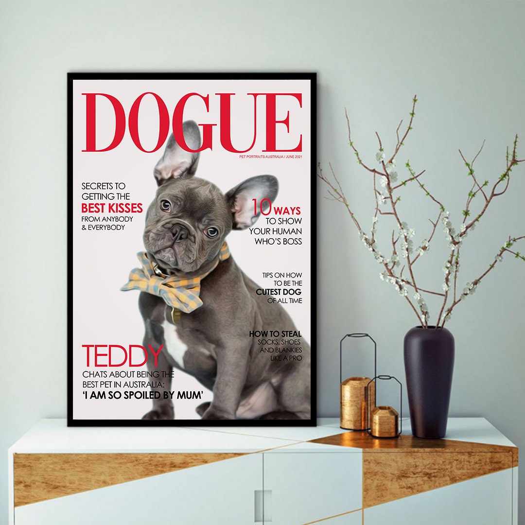 Dog Cover Magazine, Personalised Pet Portrait, Digital File, Home Decor ...
