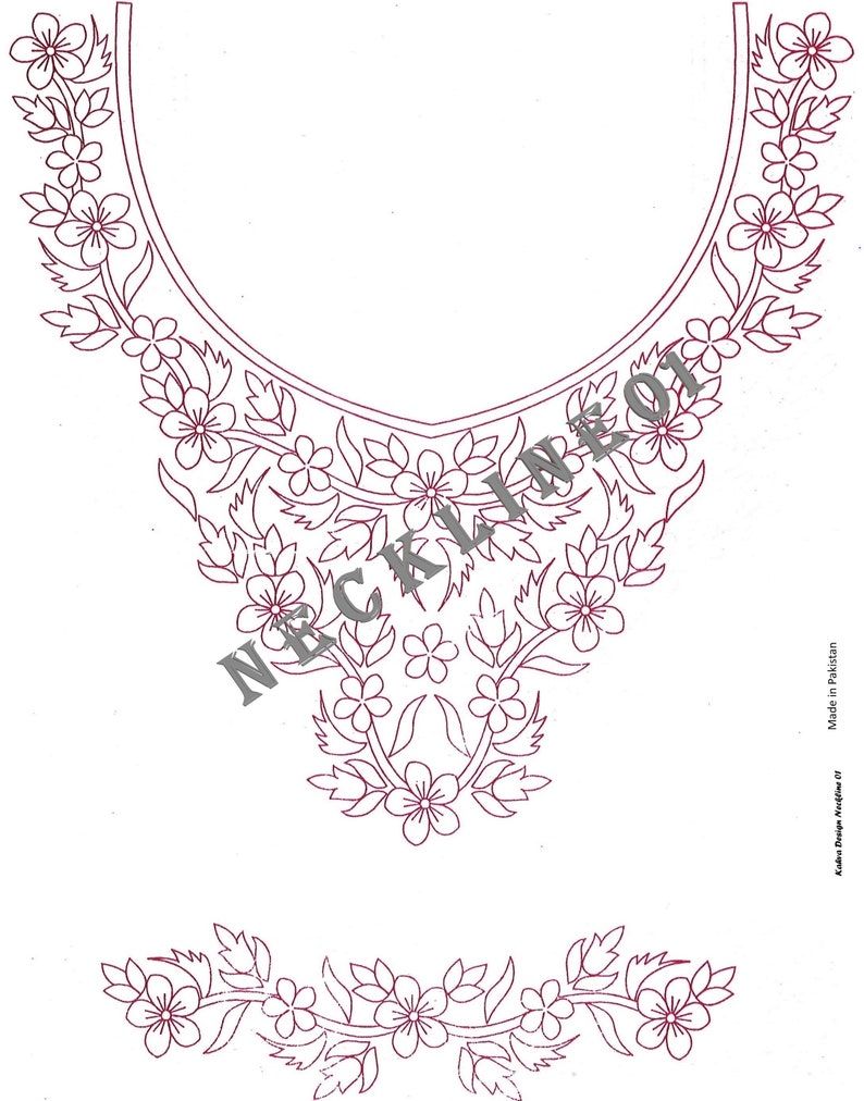 Digital Download Sewing | Embroidery | Neck & Sleeve Pattern Design ...