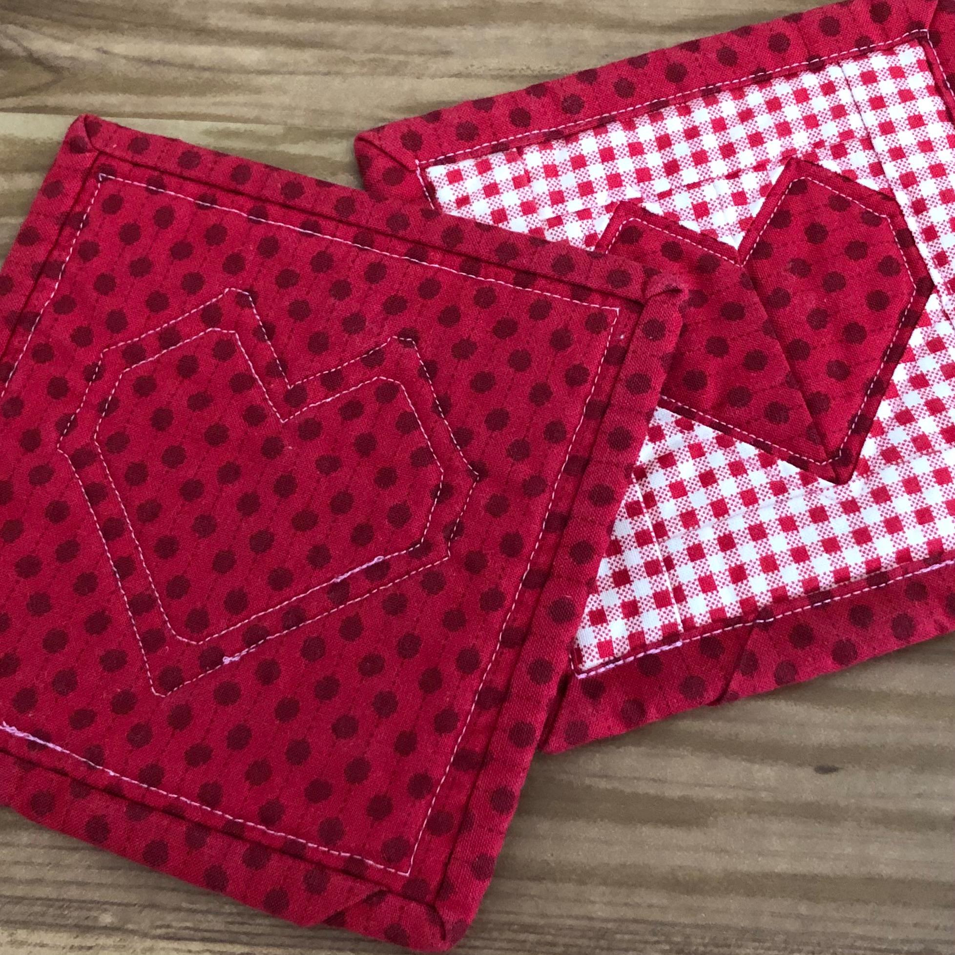 Valentine Heart Quilted Coasters, Patchwork Drink Coasters - Etsy