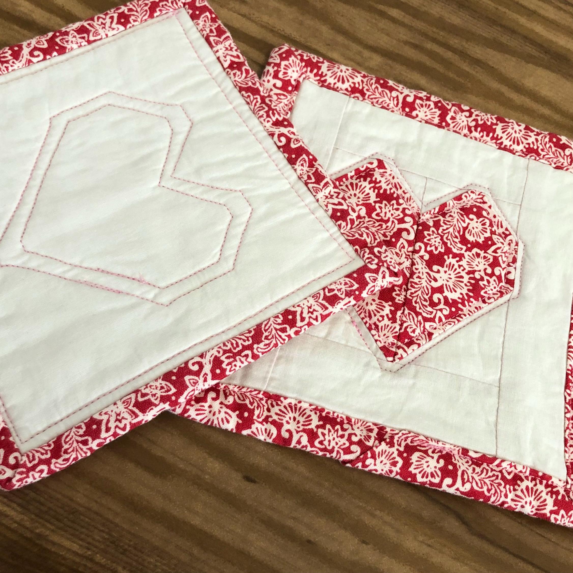 Valentine Heart Quilted Coasters, Patchwork Drink Coasters - Etsy