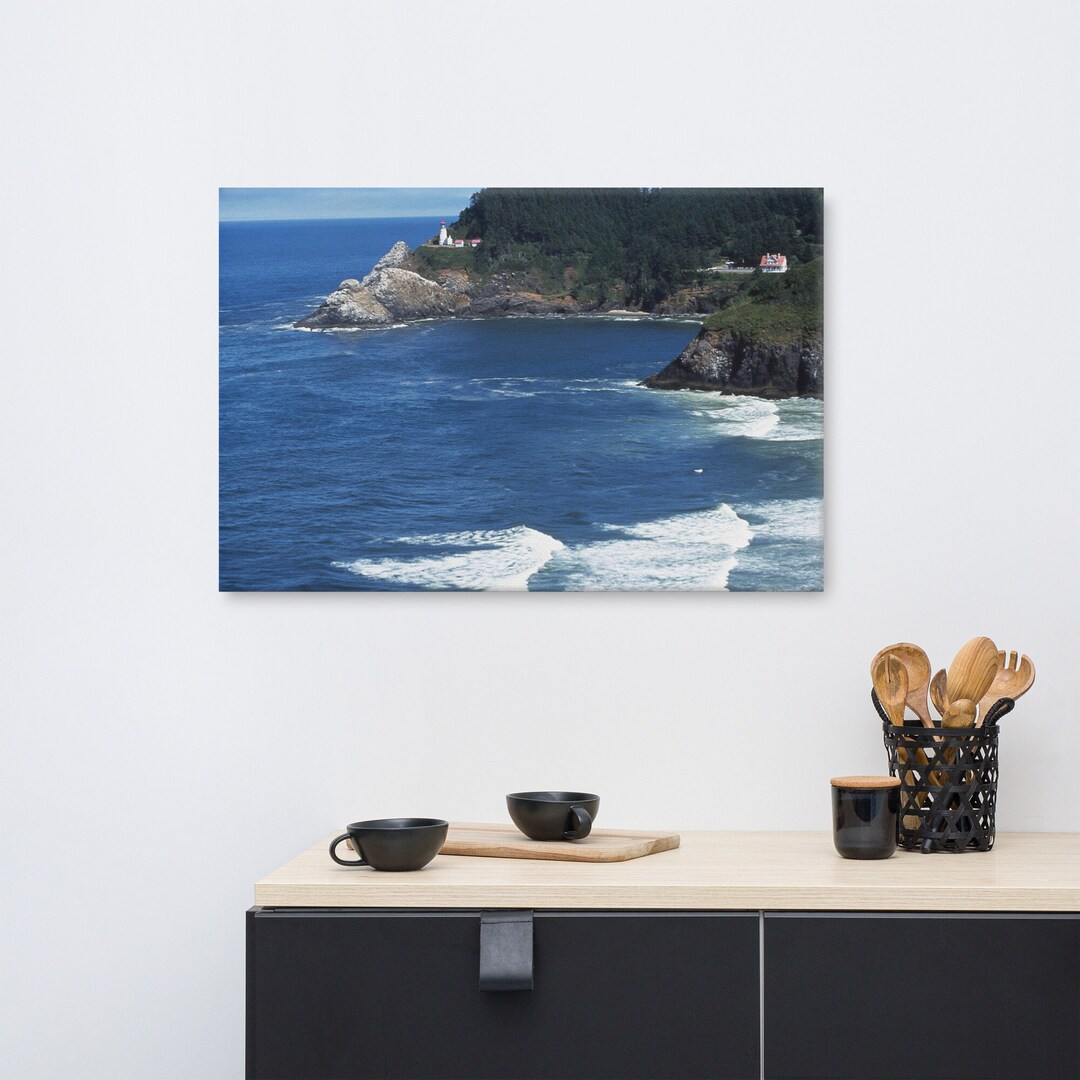Oregon Coast Canvas Print Coastal Beacon Lighthouse Photography Cove ...