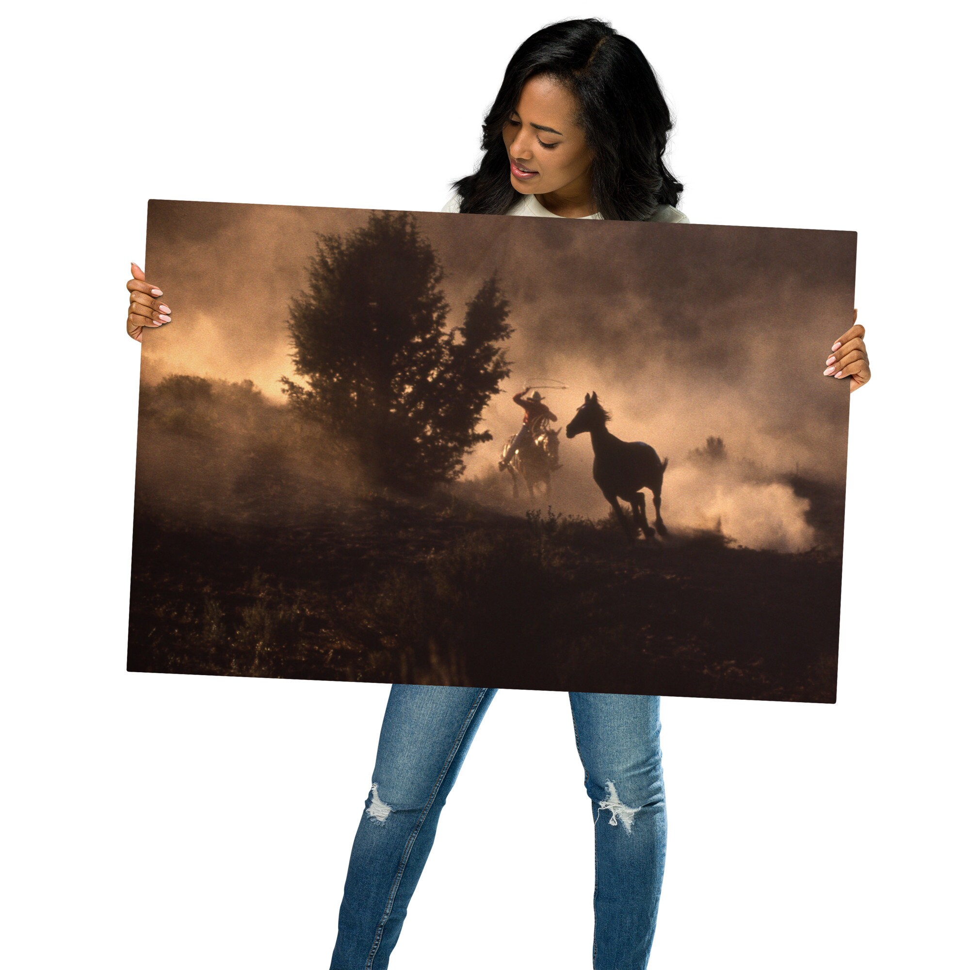 Western Ranch Decor Cowboy in Action Metal Prints Horse Photography ...