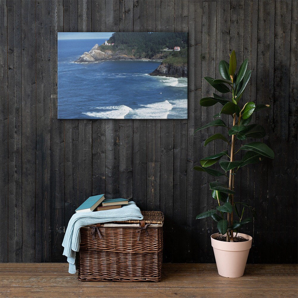 Oregon Coast Canvas Print Coastal Beacon Lighthouse Photography Cove ...