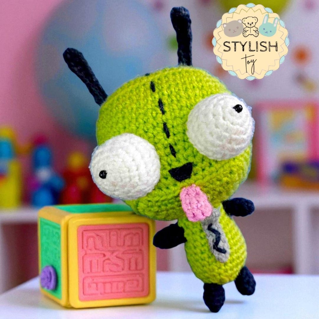 Crochet Invader Zim Gir Plushie: Handmade Cartoon Toy - Etsy