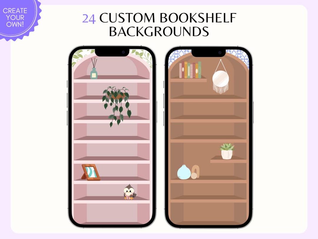 IPhone Bookshelf Template Backgrounds, Customizable Aesthetic Wallpaper ...