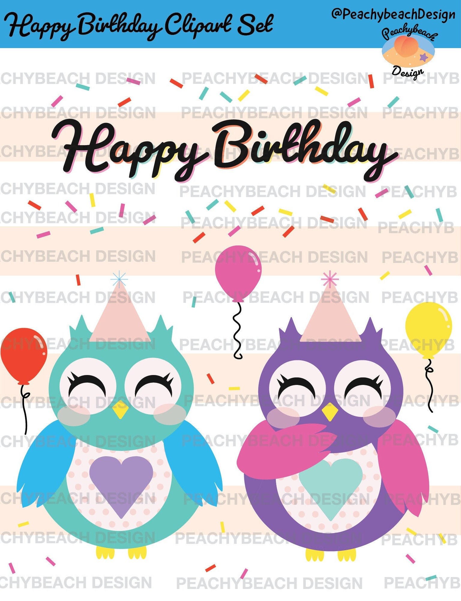 Cute Owl Birthday Clipart Png Birthday Girl Party Clipart | Etsy
