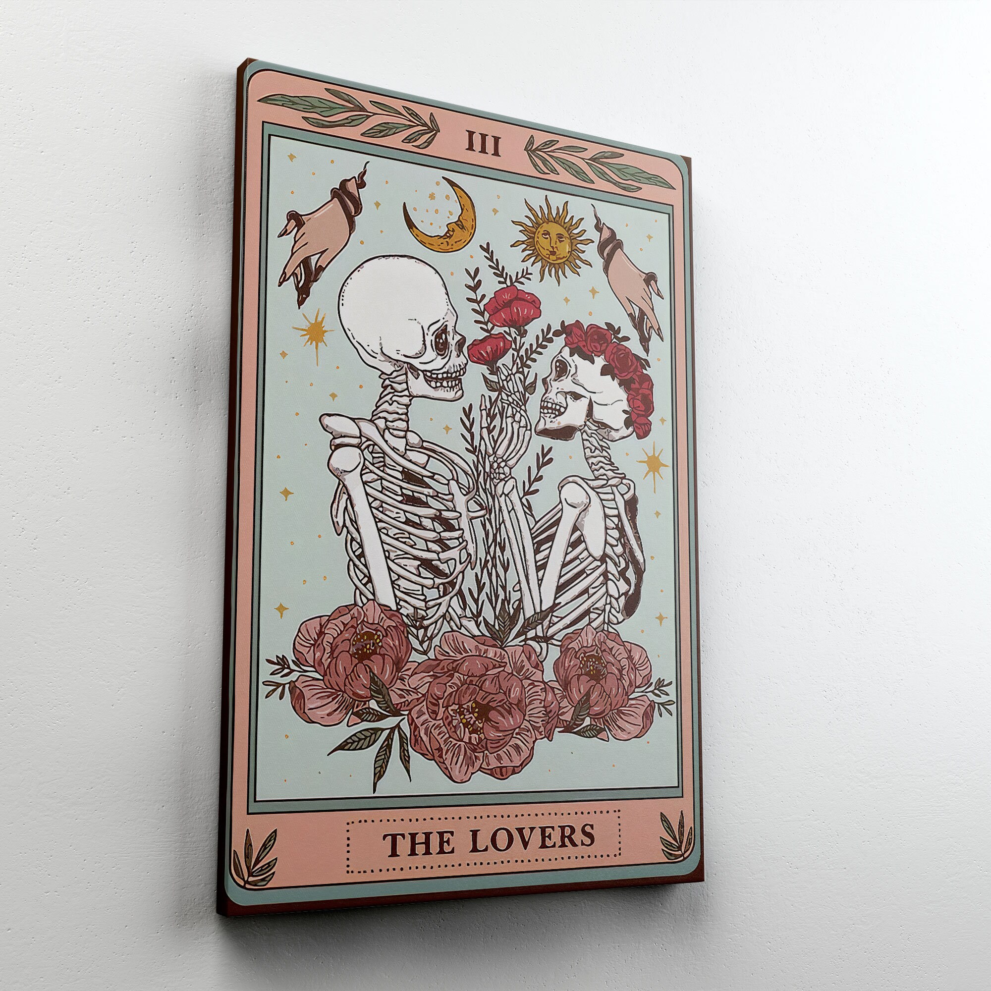 Skeleton Tarot Card The Lovers Poster Tarot Card Poster Etsy