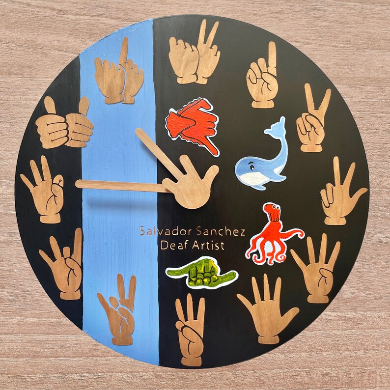 American Sign Language Clock Wall1-5 Facing Out25cm - Etsy