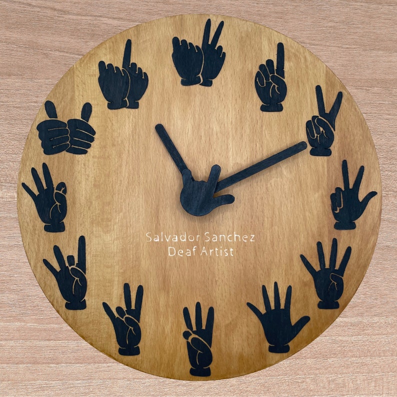 American Sign Language Clock Wall1-5 Facing Out25cm - Etsy