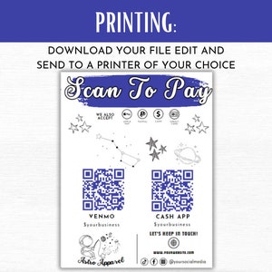 Purple Scan to Pay Sign: Cosmic QR Code Canva Template (digital ...